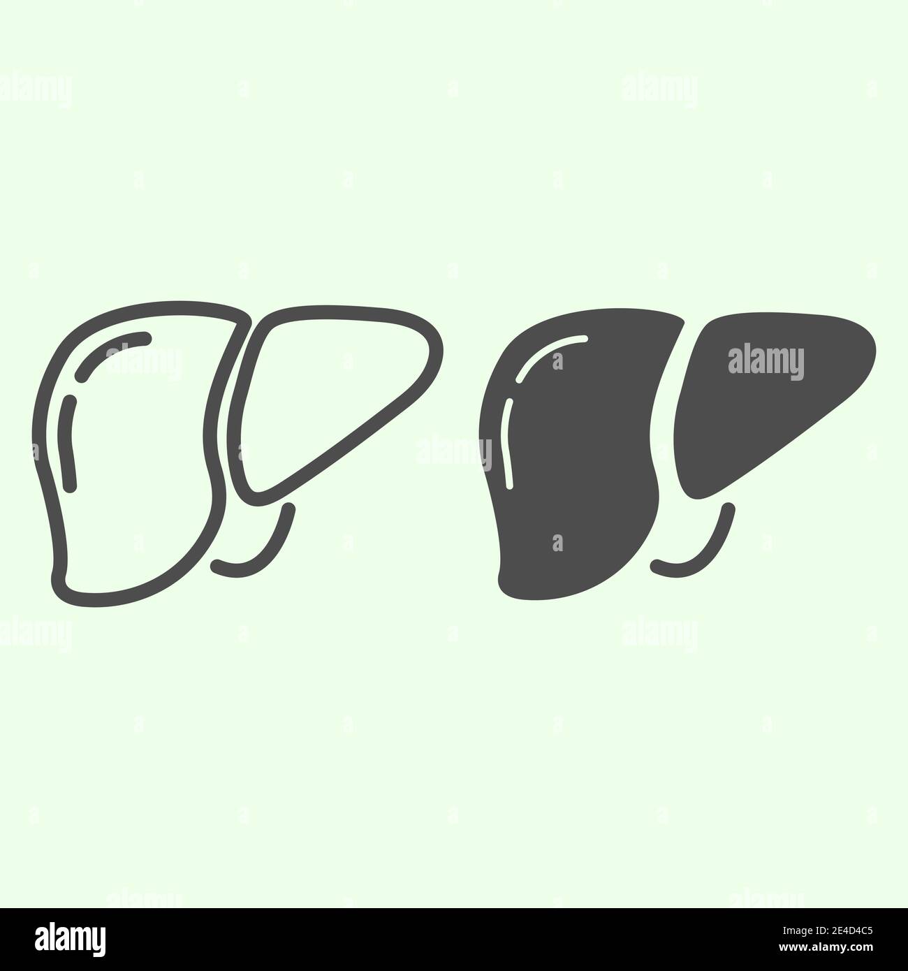 Liver line and solid icon. Human liver body organ outline style ...