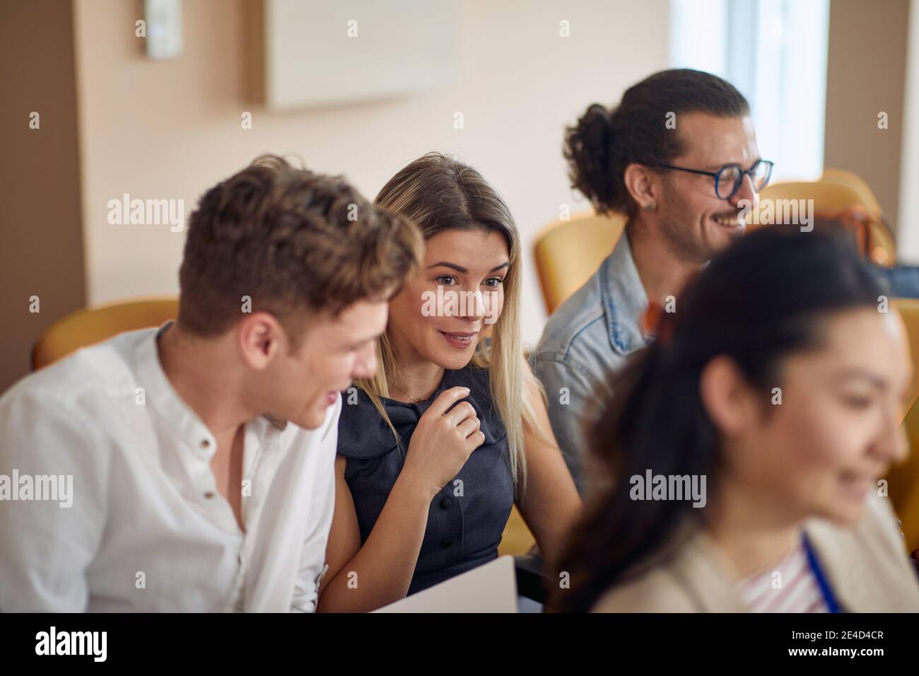 Work people talking positive hi-res stock photography and images - Alamy