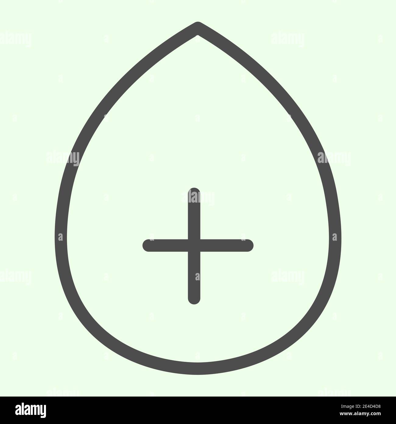 Blood line icon. Donate blood drop with cross outline style pictogram ...