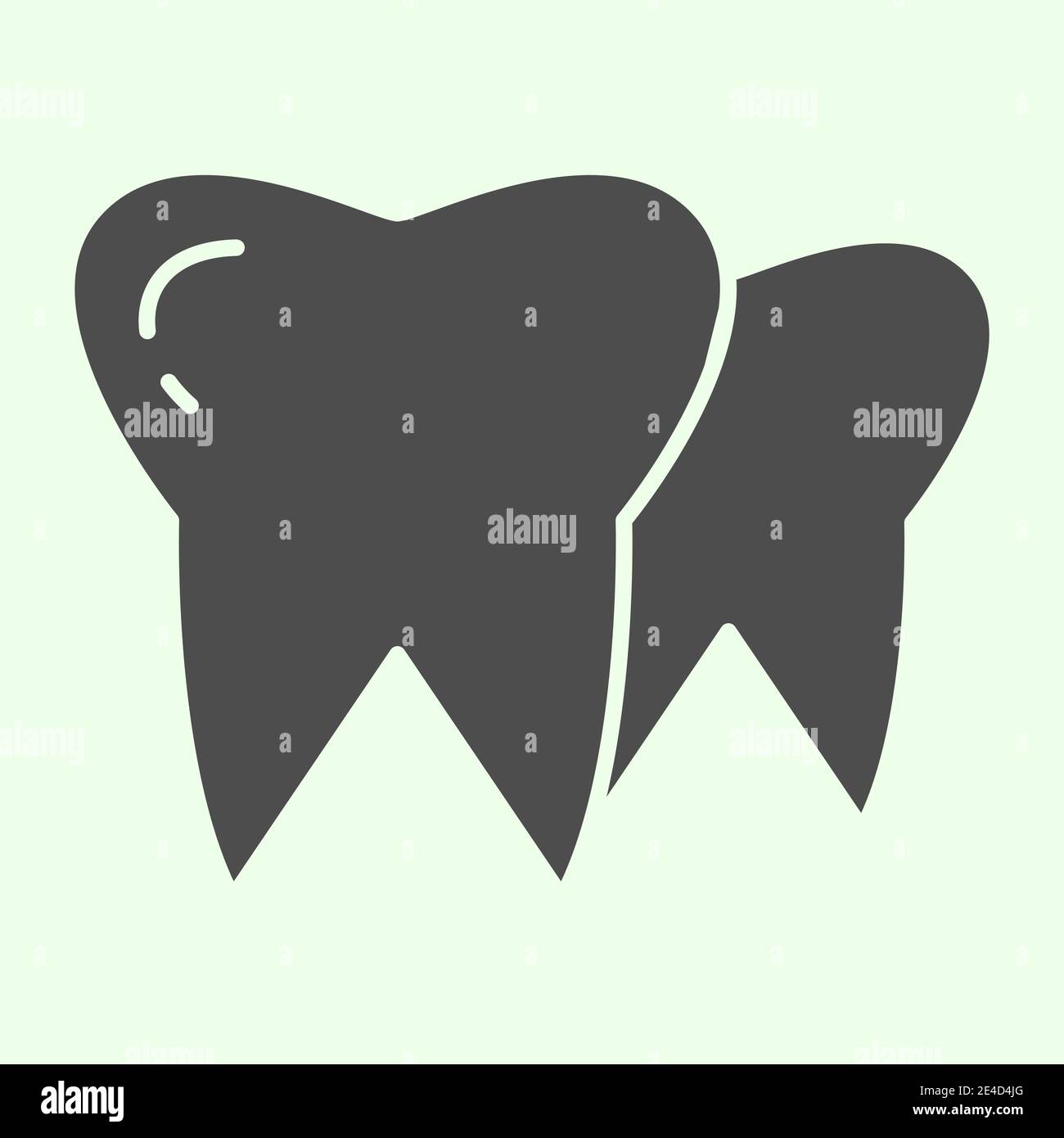 Tooth solid icon. Two human health teeth glyph style pictogram on white ...