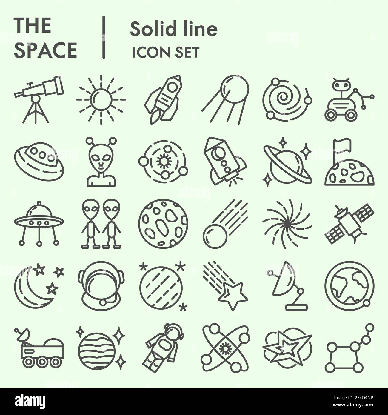 Space line icon set, universe symbols set collection or vector sketches ...