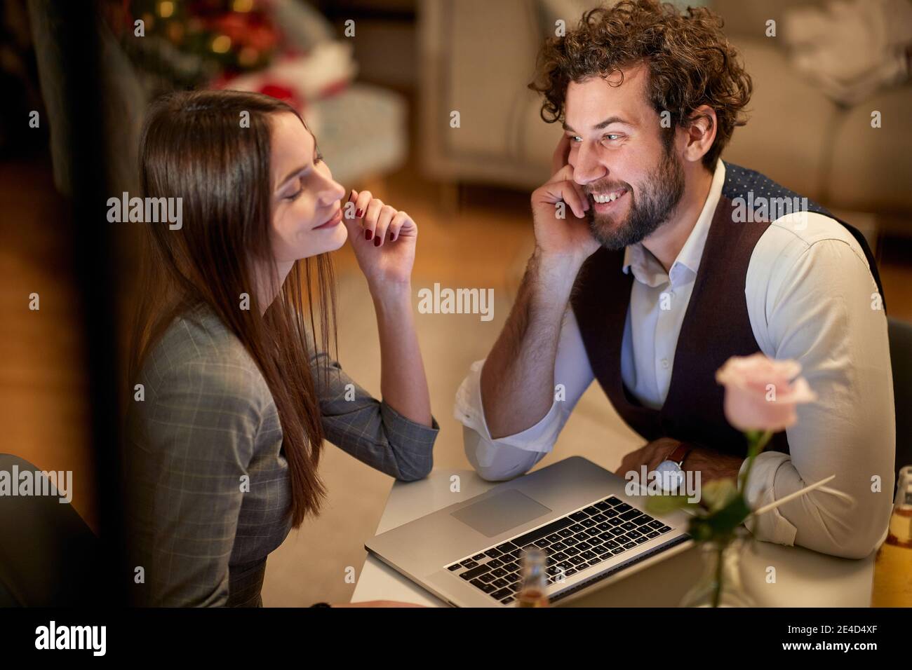 Work colleagues casually hanging out and drinking after hours Stock ...