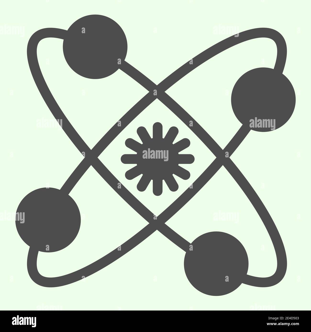 Solar system solid icon. Universe with planets and sun symbol in center ...