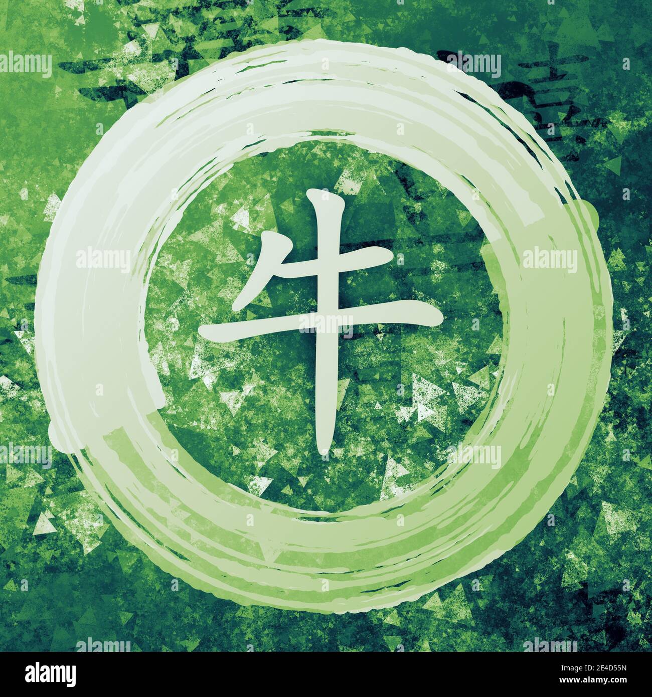 Ox Chinese Zodiac in Chinese Calligraphy on Painted Background Stock ...