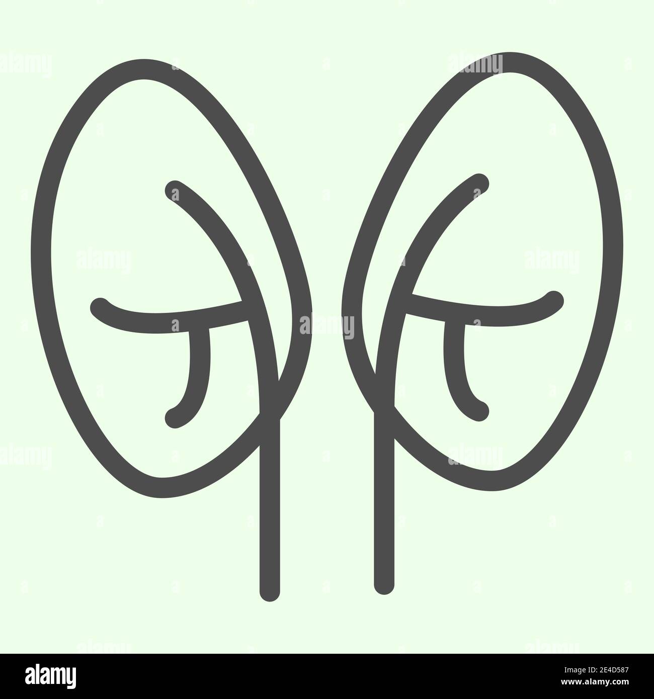 Kidneys line icon. Pair of human kidney organ outline style pictogram ...