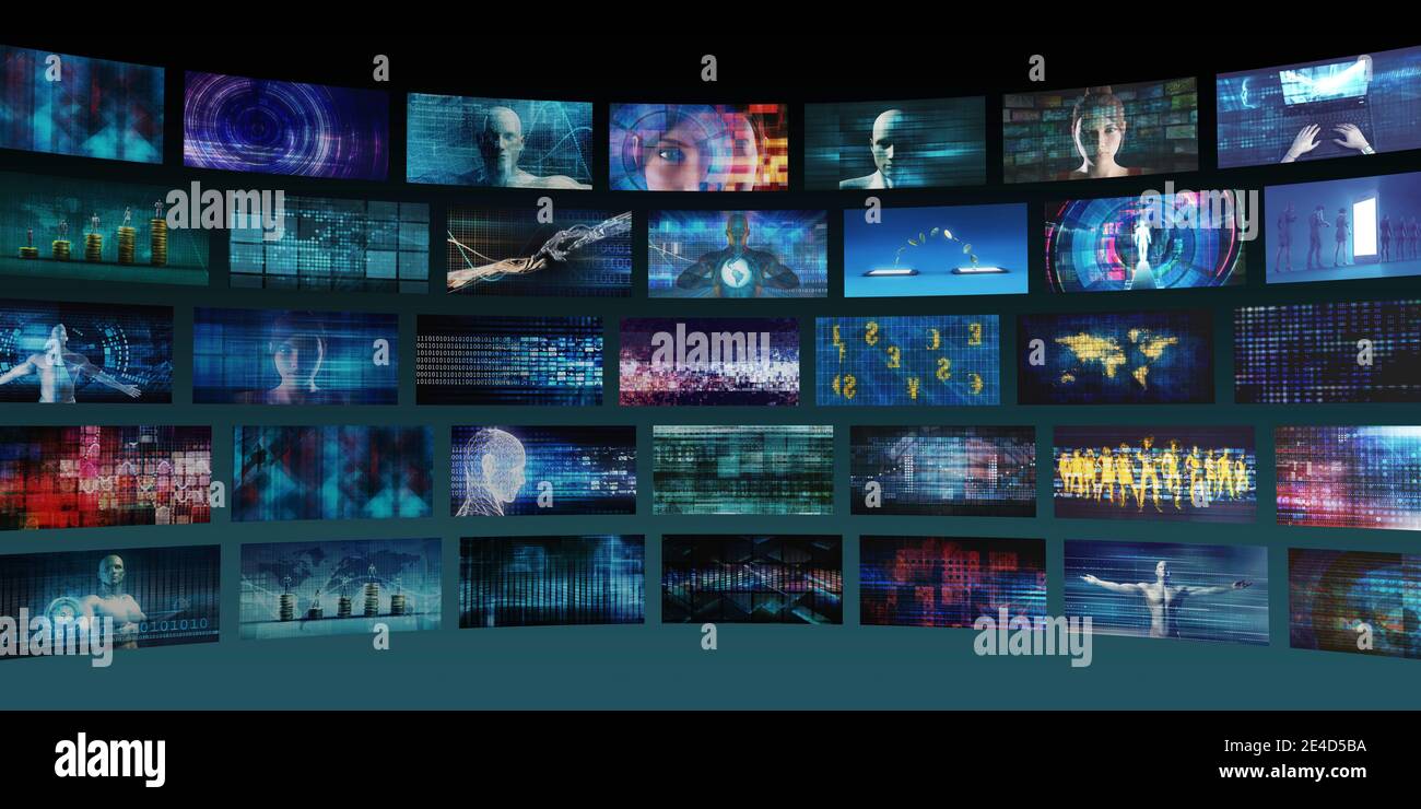 Futuristic Art Abstract With Digital Technology Theme Stock Photo - Alamy