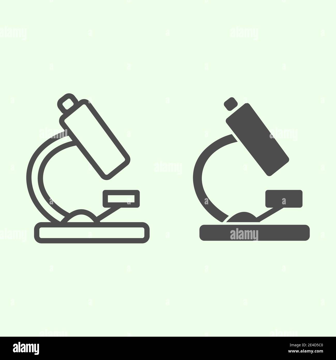 Microscope line and solid icon. Biology science laboratory tool outline ...