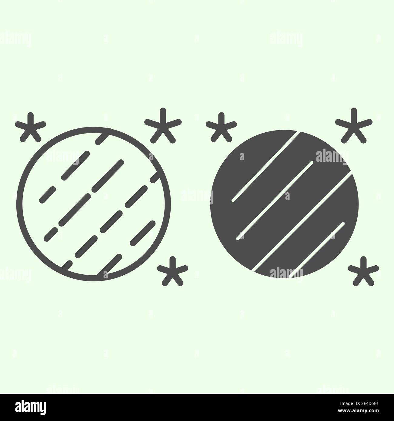 Celestial body line and solid icon. Globe, shiny planet model with ...