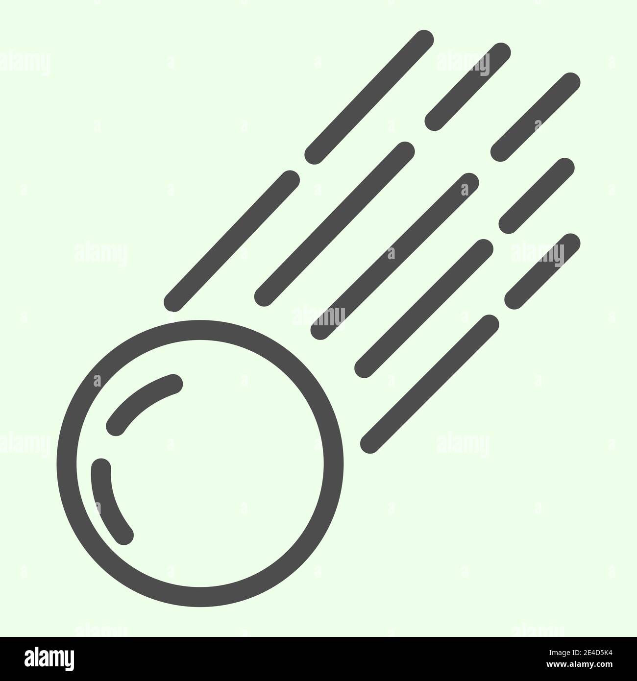 Comet line icon. Falling meteorite with flame or asteroid outline style ...