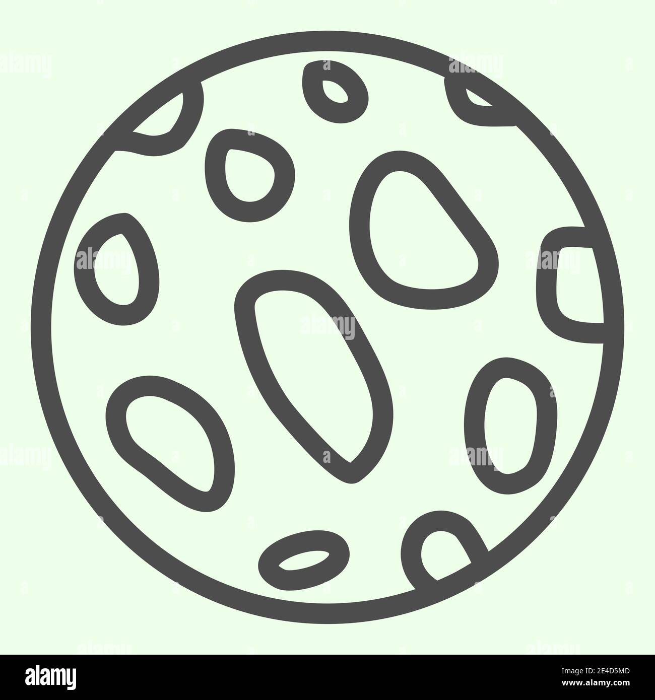 Full moon with craters line icon. Planet with surface holes outline ...