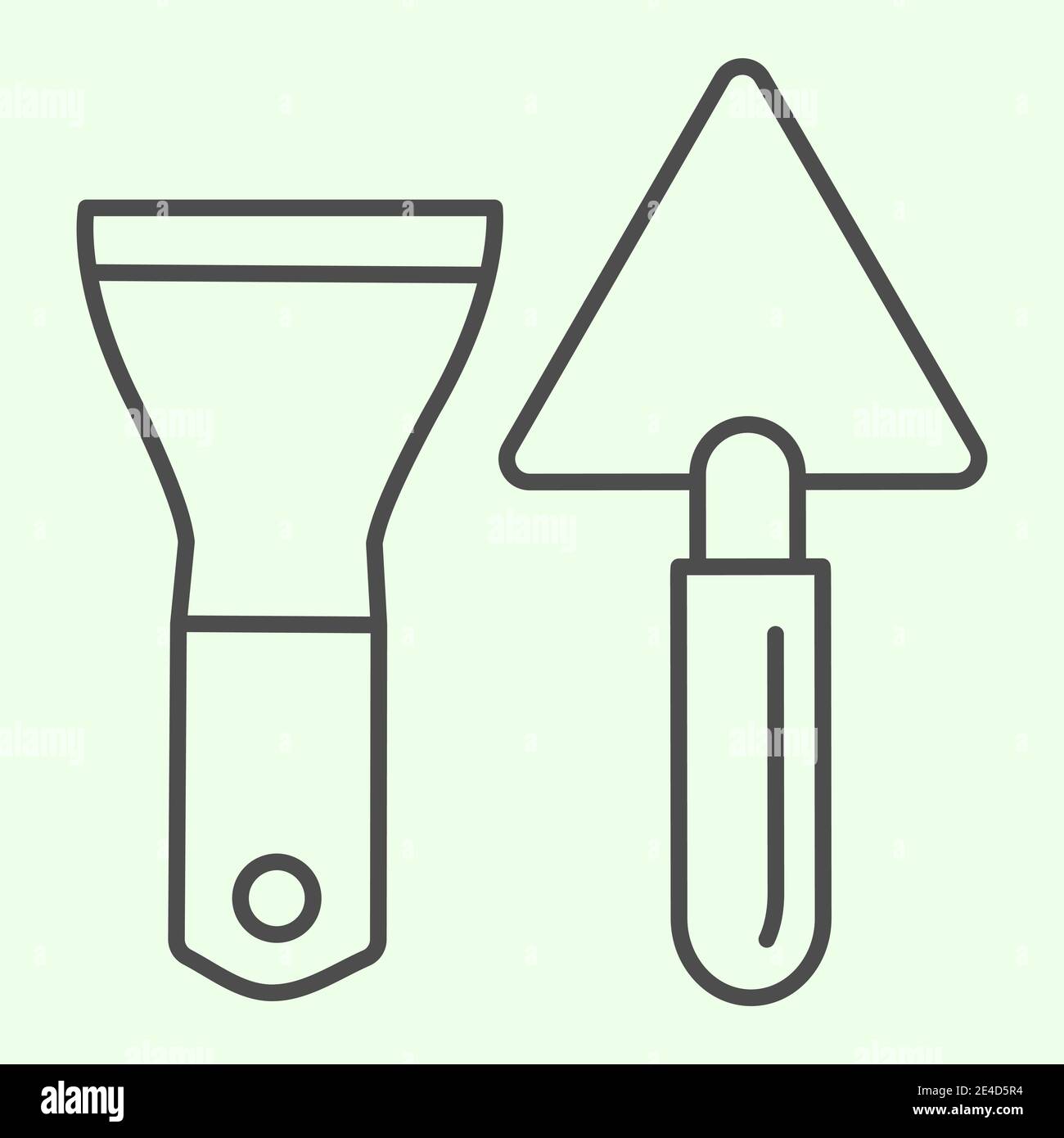 Building spatula thin line icon. Trowel and putty knife or scraper ...