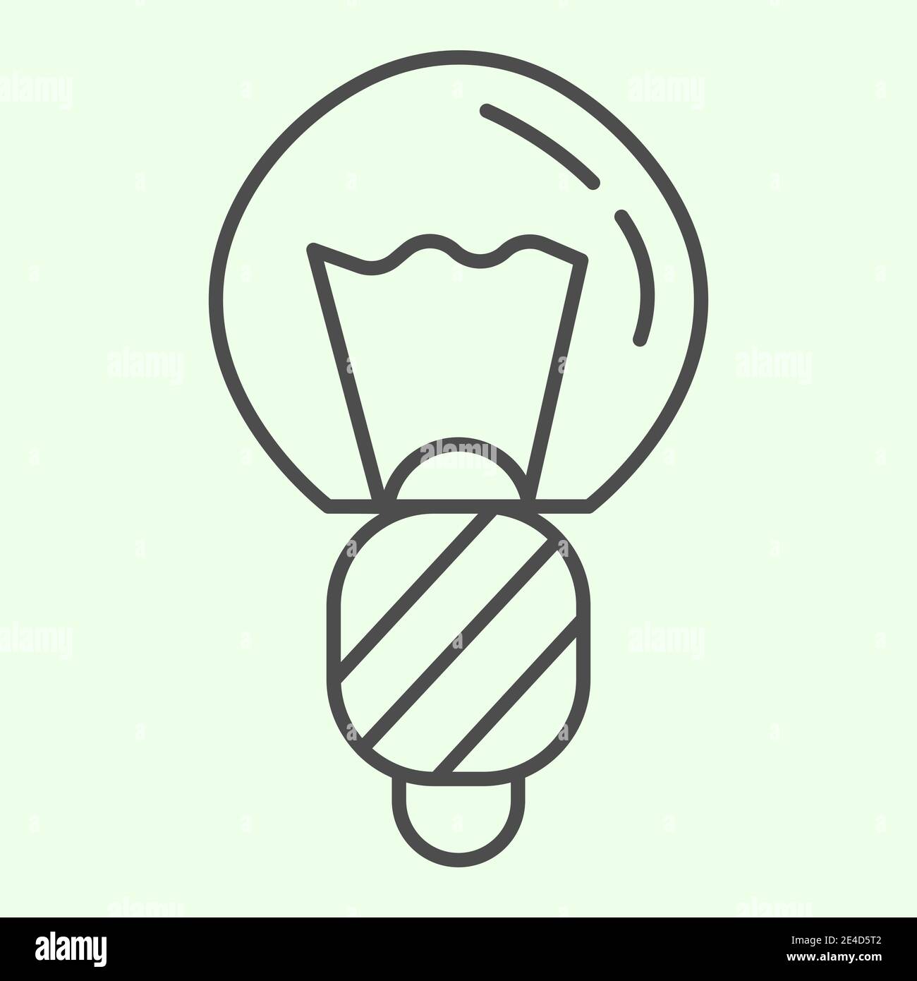 Light bulb thin line icon. Electric Illumination halogen lamp outline ...