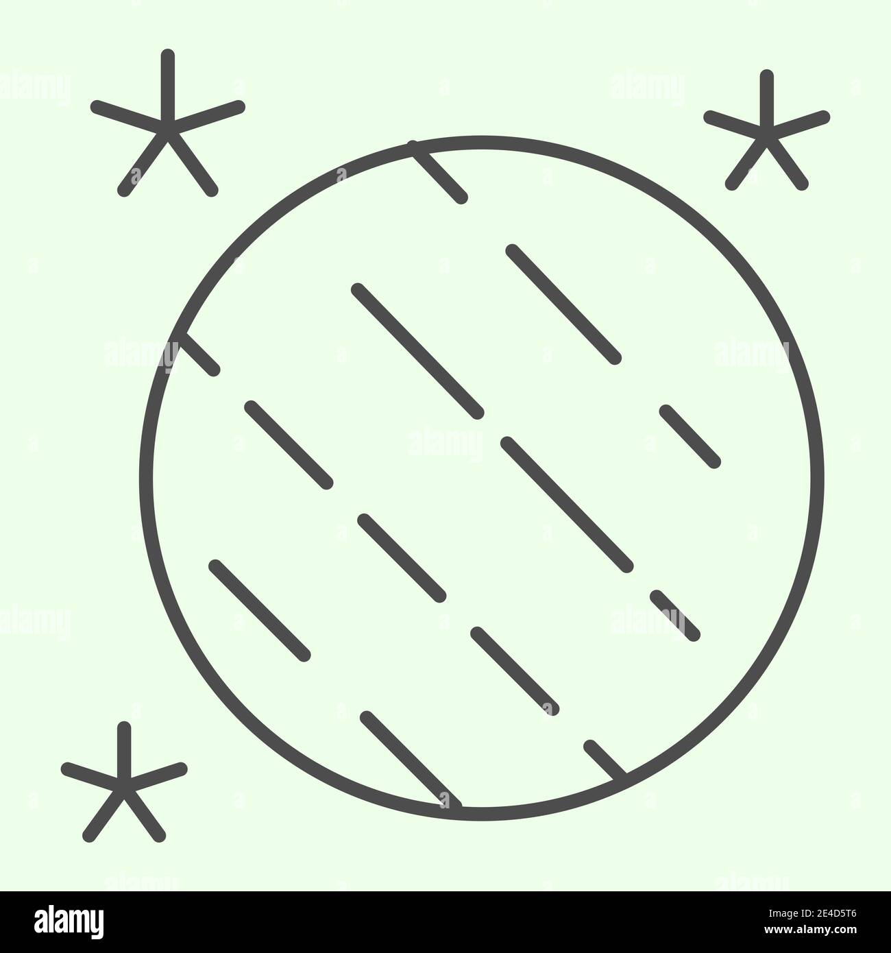 Celestial body thin line icon. Globe, shiny planet model with stars ...