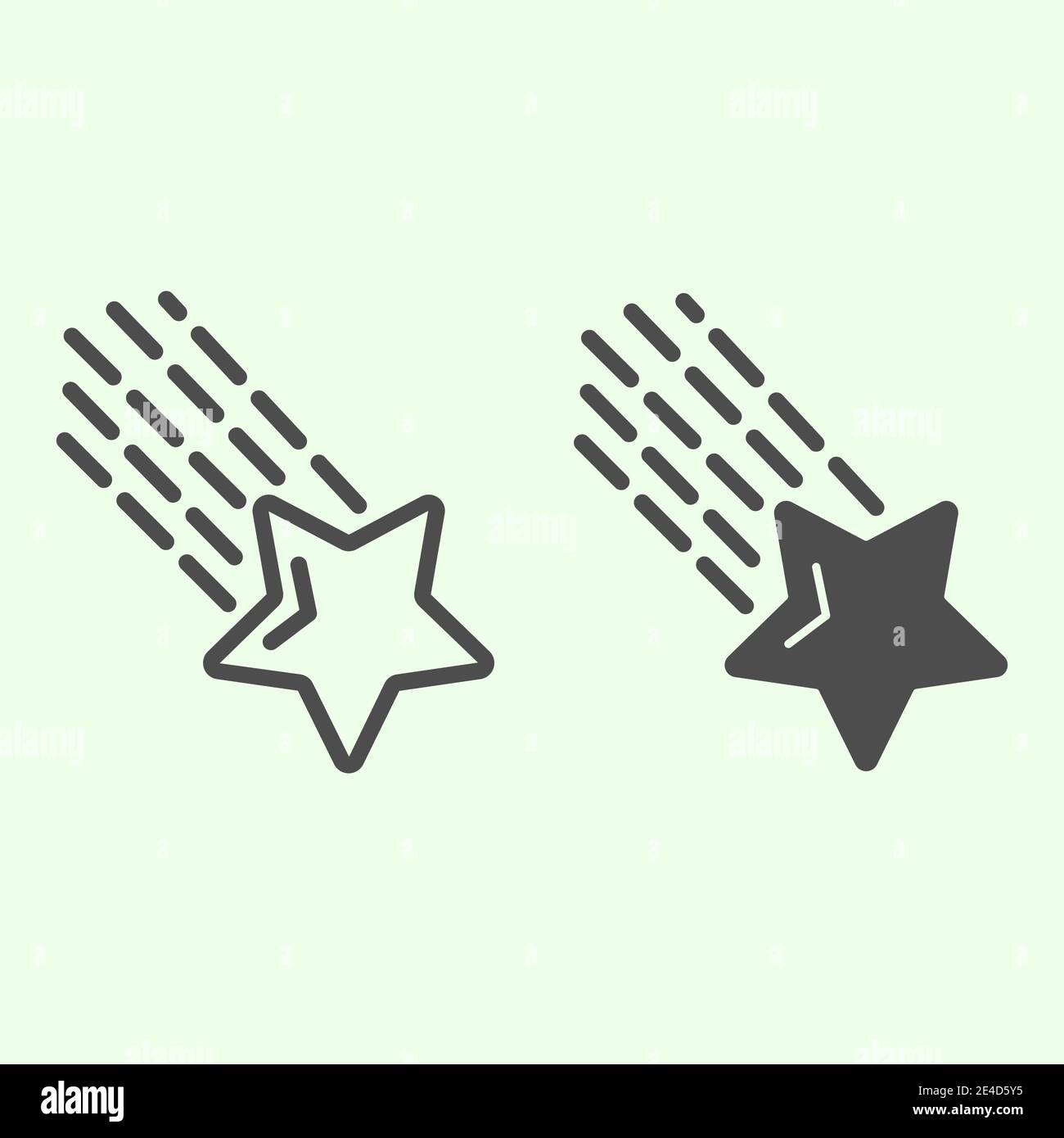 Shooting star line and solid icon. Falling meteor star with tale in ...