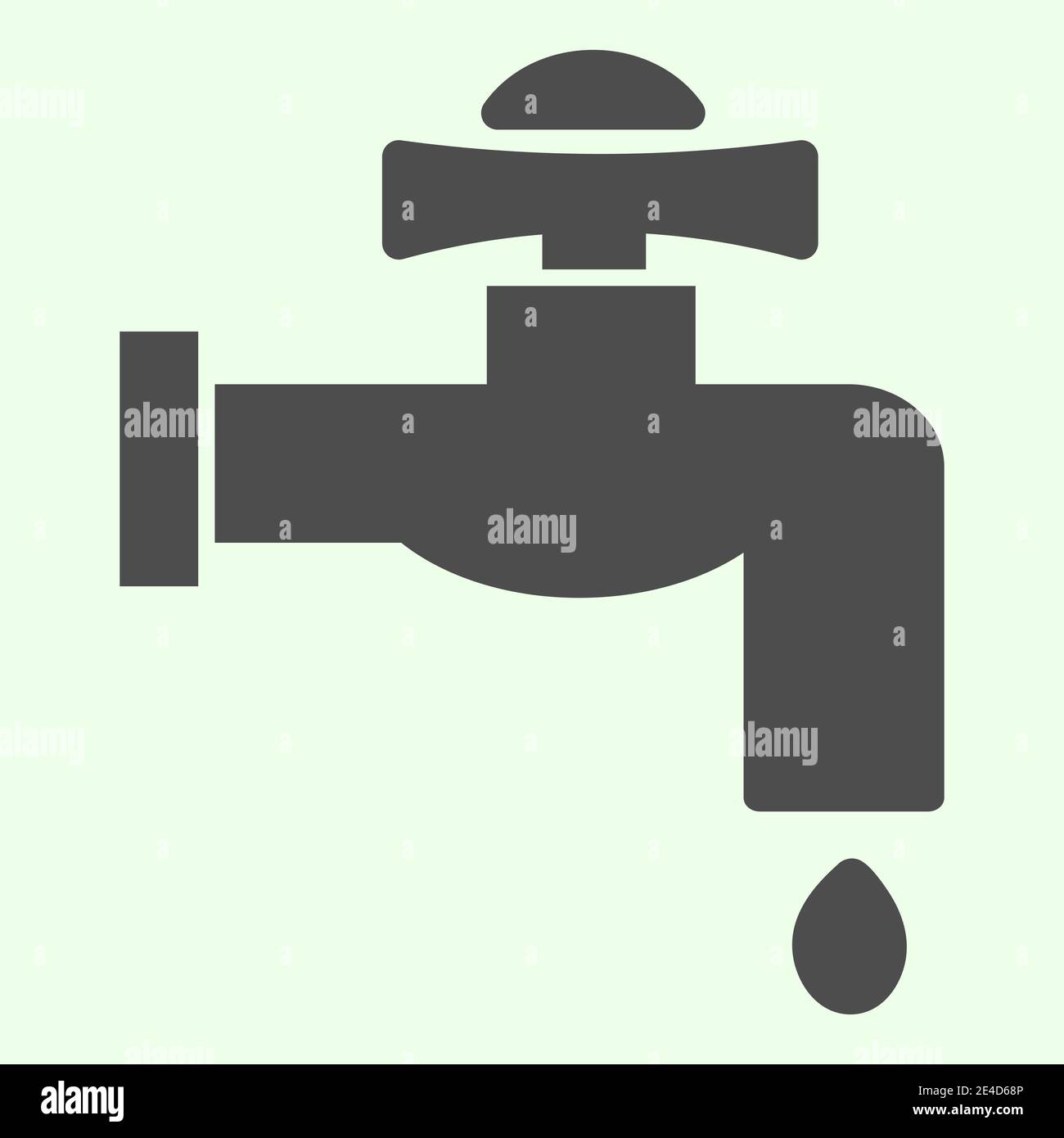 Faucet solid icon. Water tap leaking with drop glyph style pictogram on ...