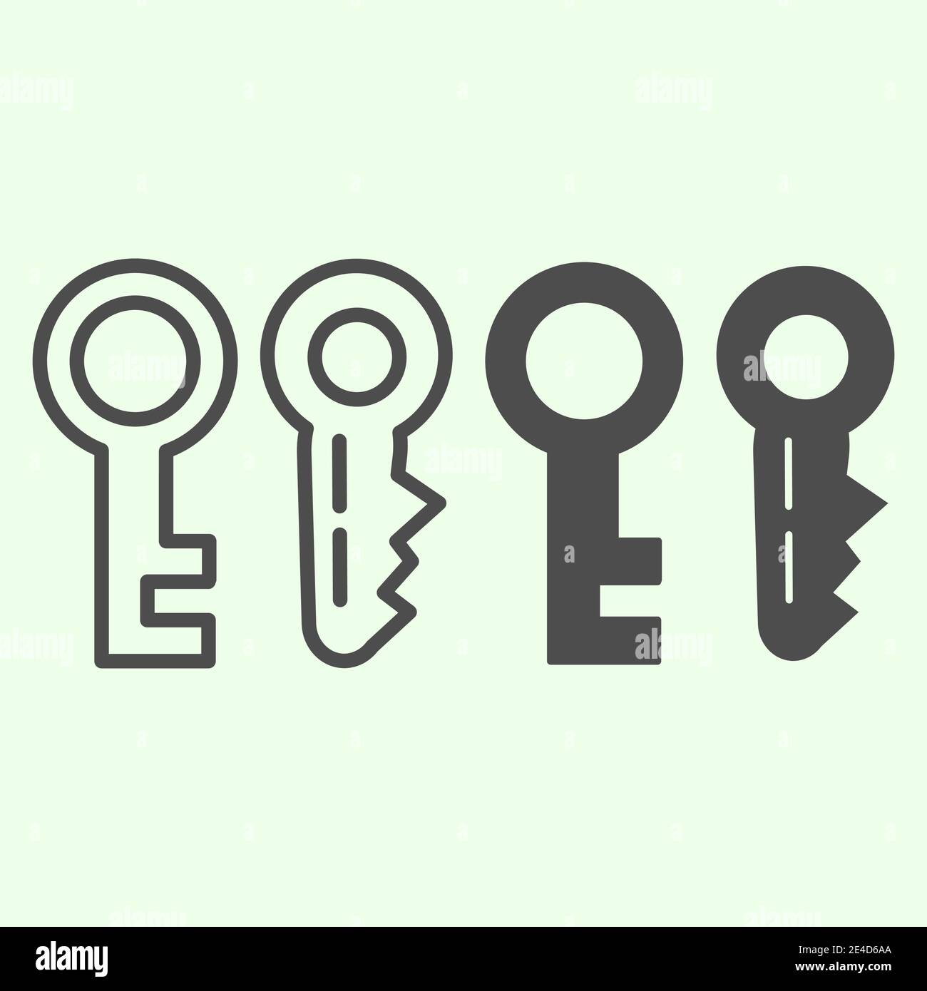 Key line and solid icon. Two house door keys symbol, outline style ...