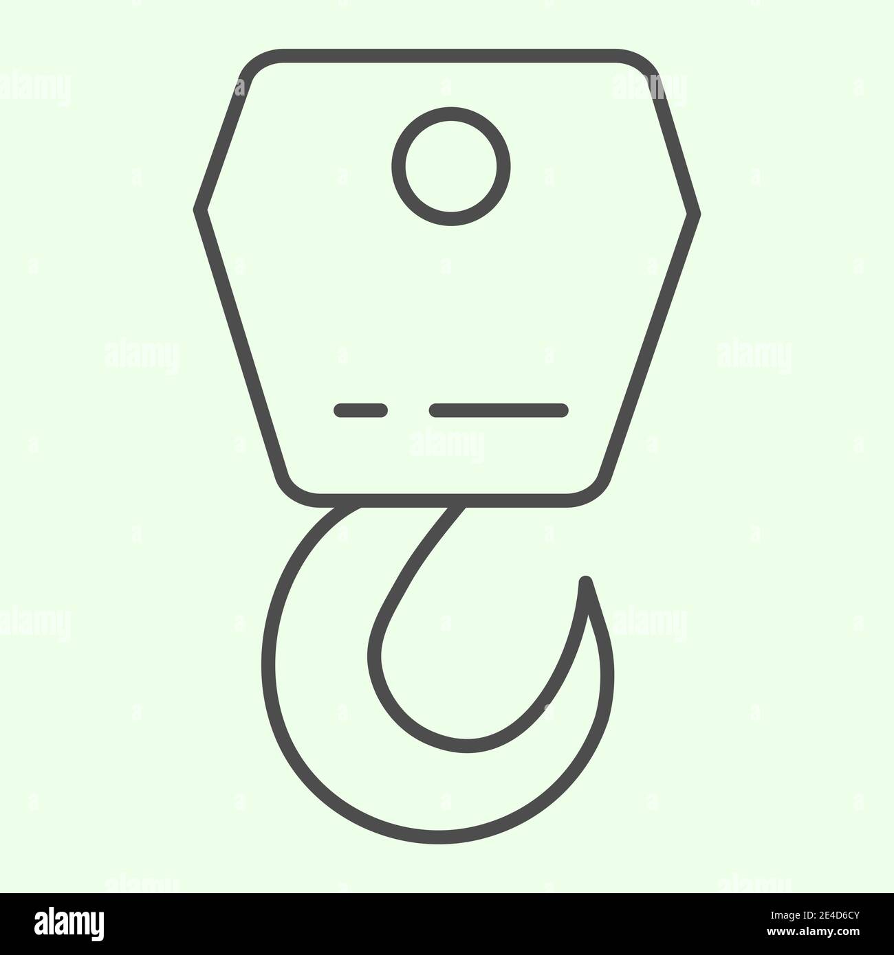 Crane hook thin line icon. Part of lifting gear equipment industrial ...