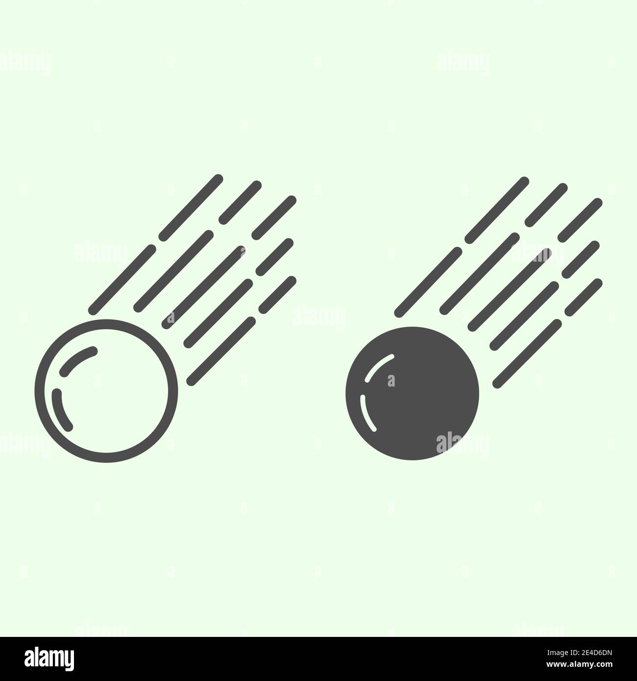 Comet line and solid icon. Falling meteorite with flame or asteroid ...