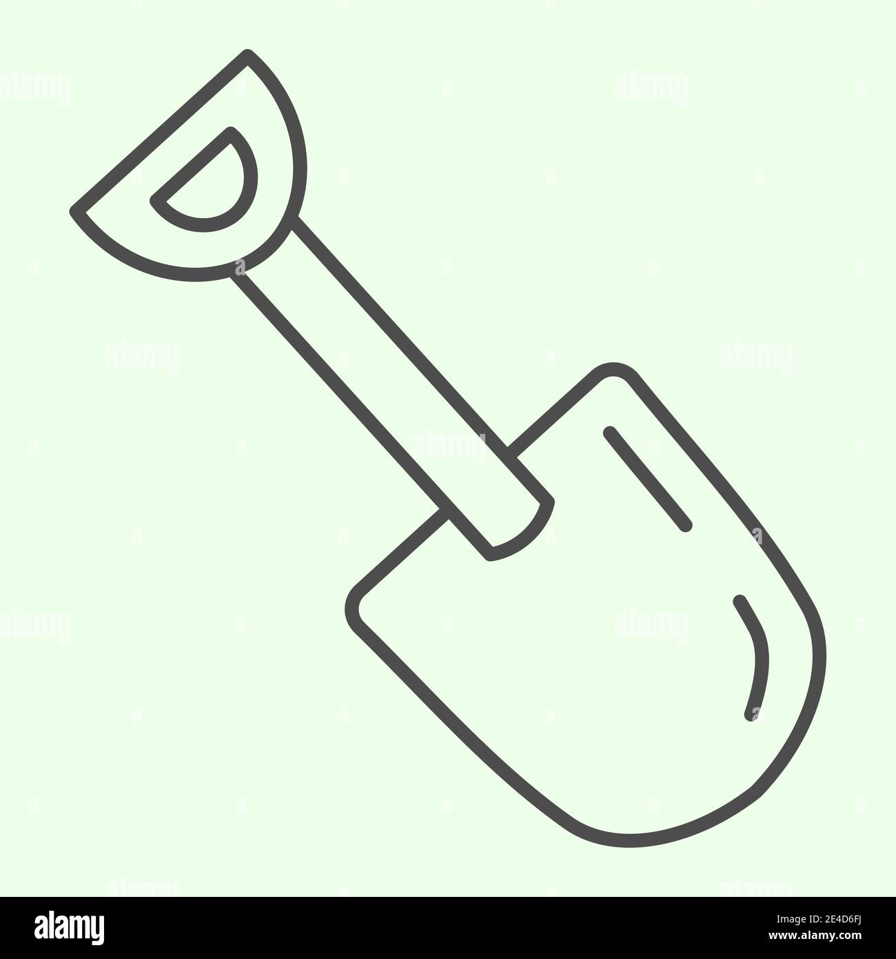Spade thin line icon. Garden shovel working equipment outline style ...
