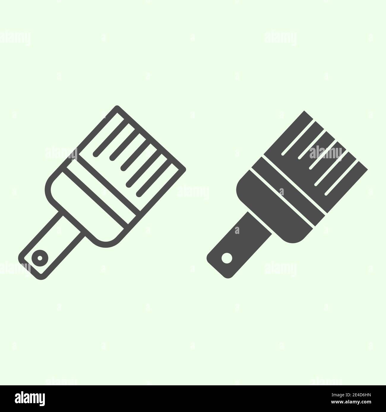 Paint brush line and solid icon. Building paintbrush for house repair ...
