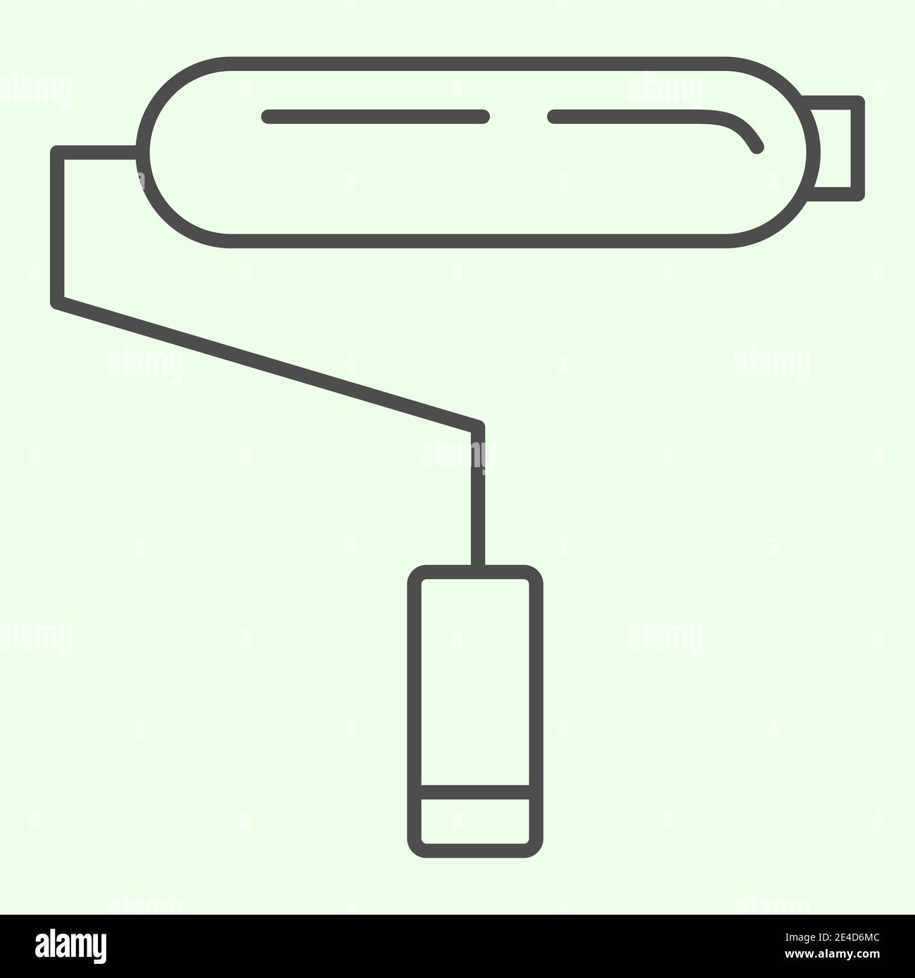 Roller thin line icon. Renovating paint roller tool outline style ...