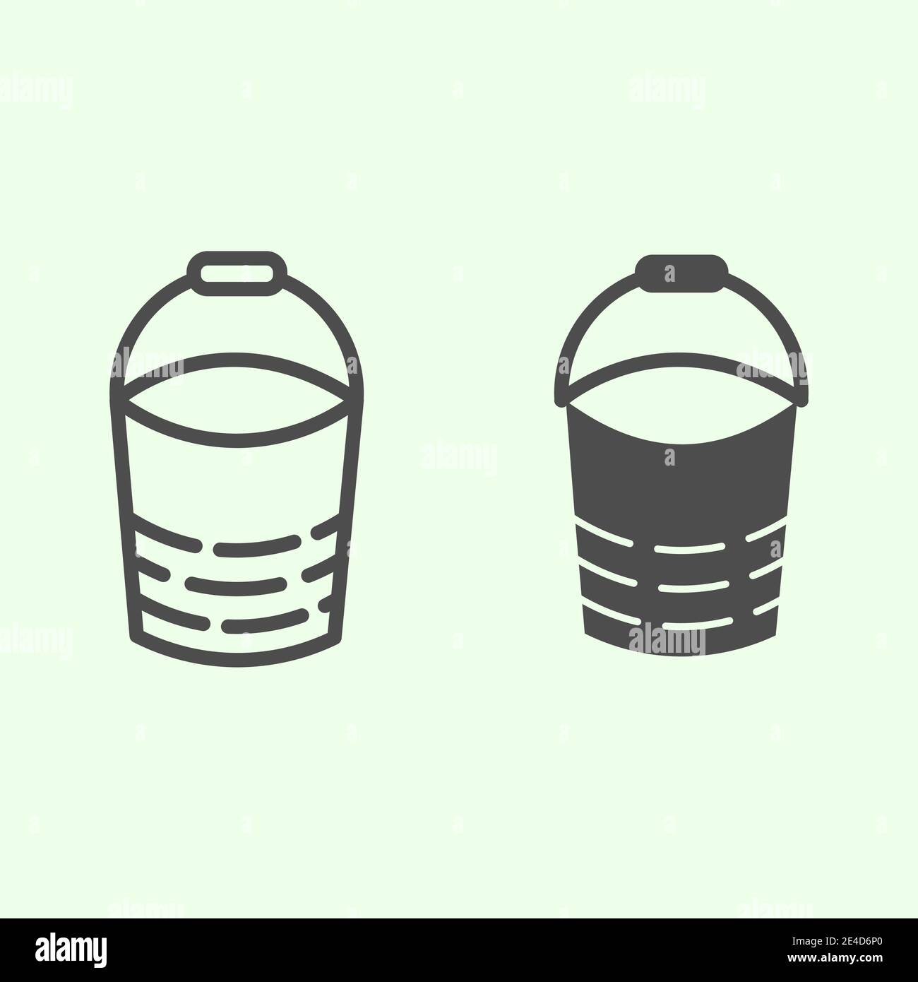 Bucket line and solid icon. Building or domestic bucketful symbol ...
