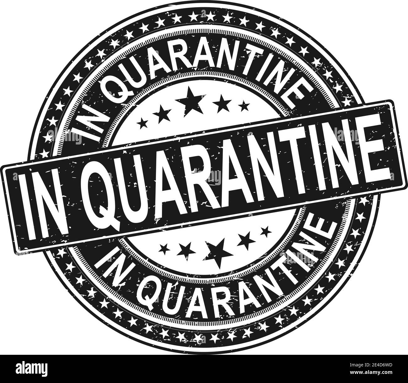 in Quarantine inscription. Black danger stamp print on white background ...