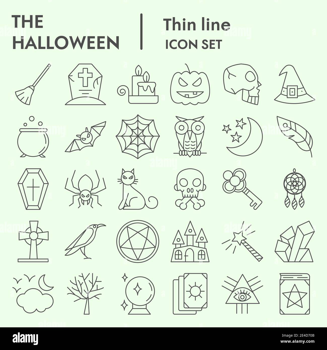 Witchcraft thin line icon set, Magic symbols set collection or vector ...