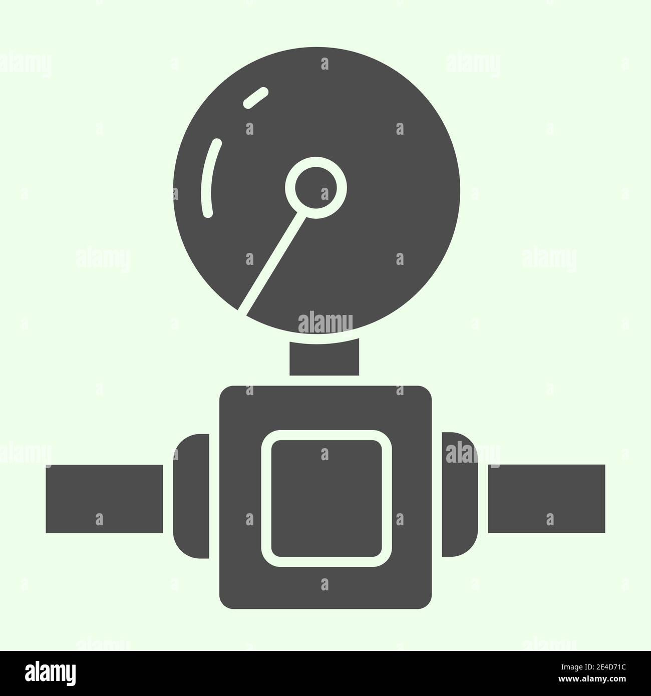 Water pipe counter solid icon. Home supply meter or gauge, industrial ...