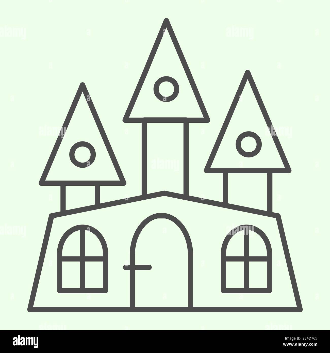 Haunted house thin line icon. Halloween mystical gothic building ...