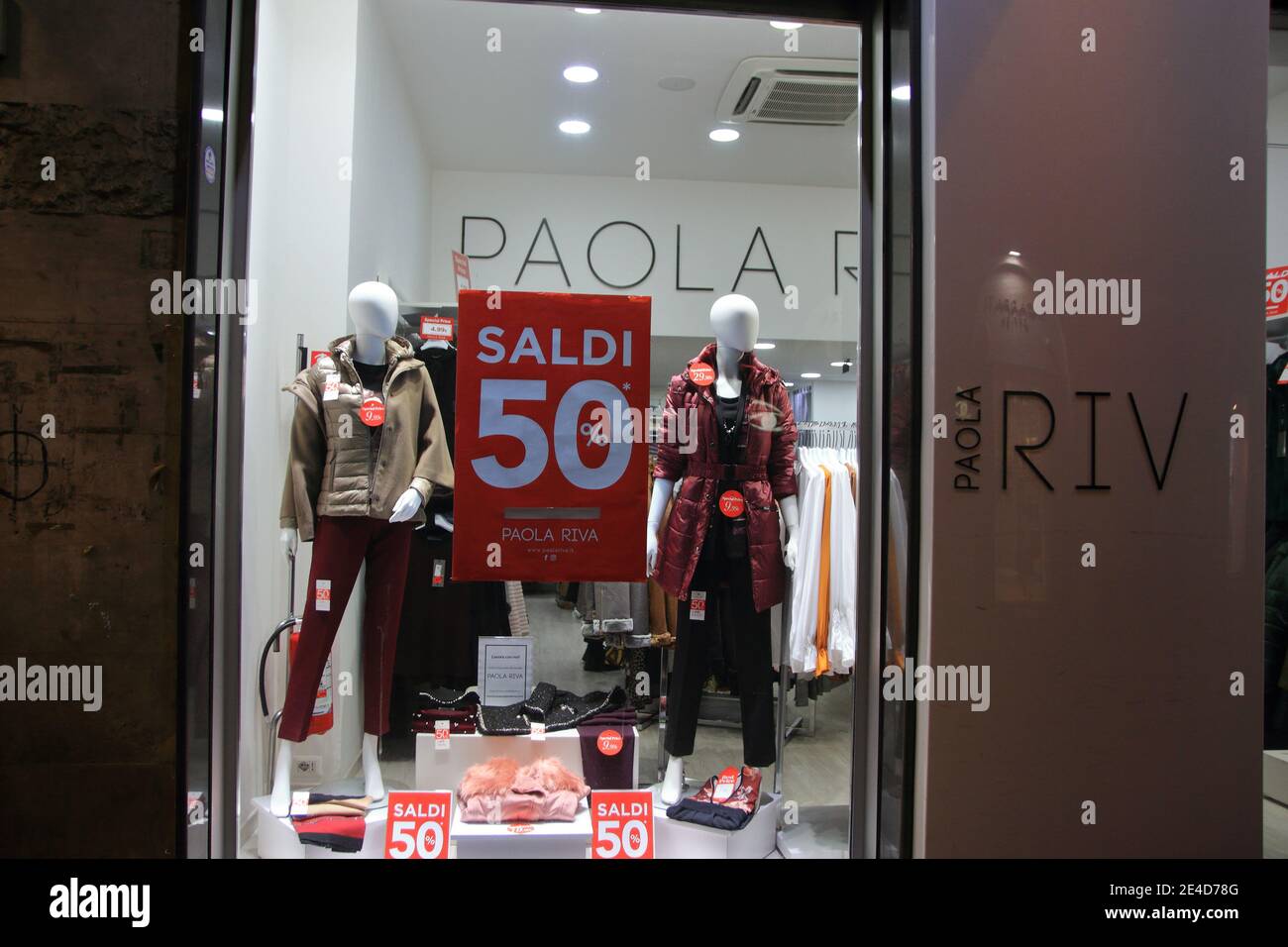 Second day from the beginning of the Winter Sales . Shop window with ...
