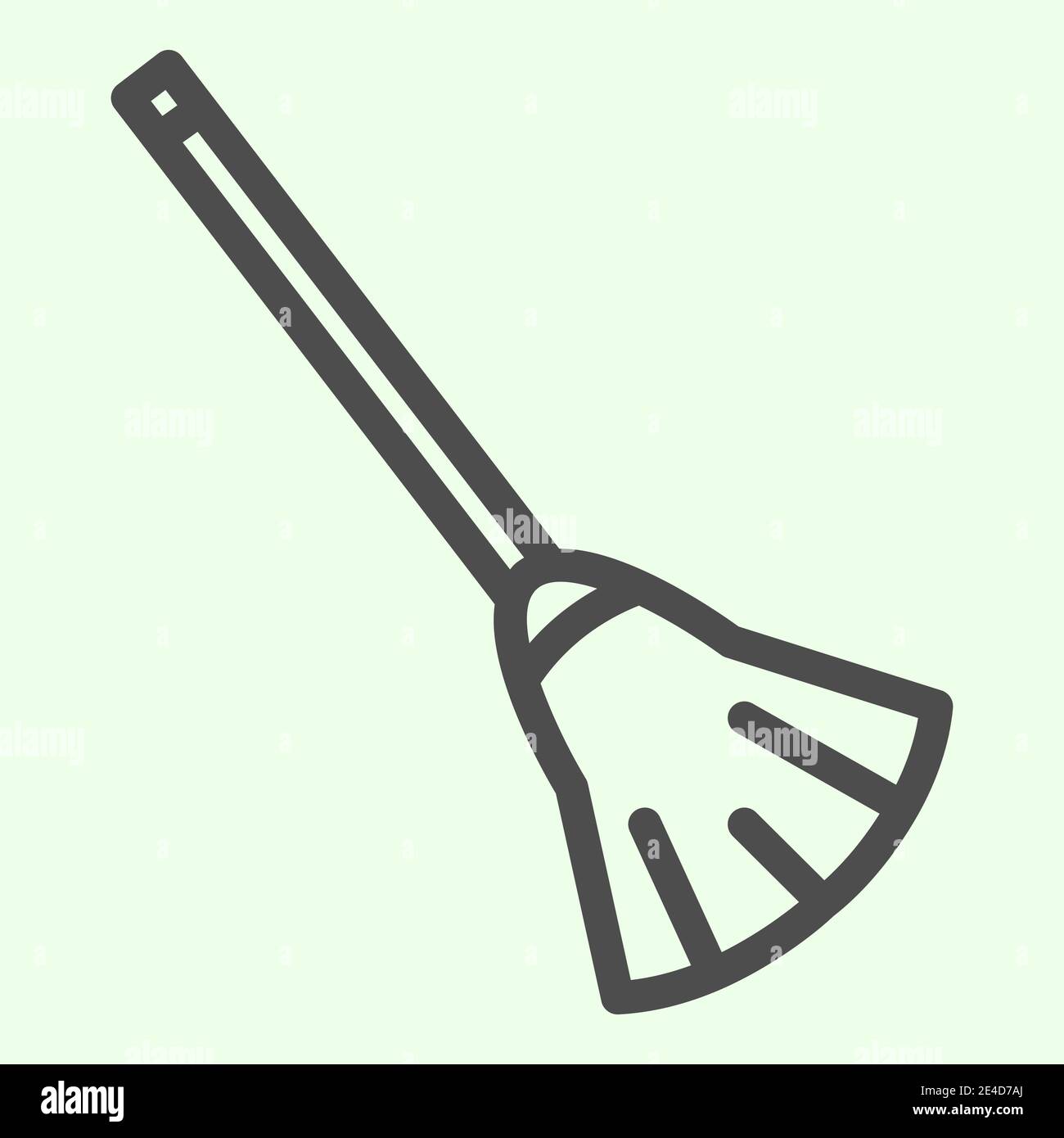 Witch broom line icon. Magic broomstick with flat wooden handle outline ...