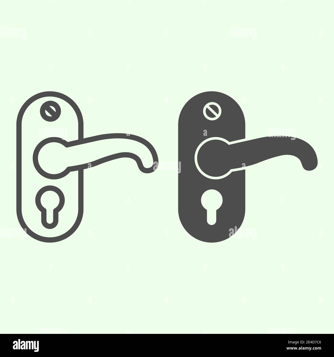 Door lock line and solid icon. Door handle or knob symbol with keyhole ...