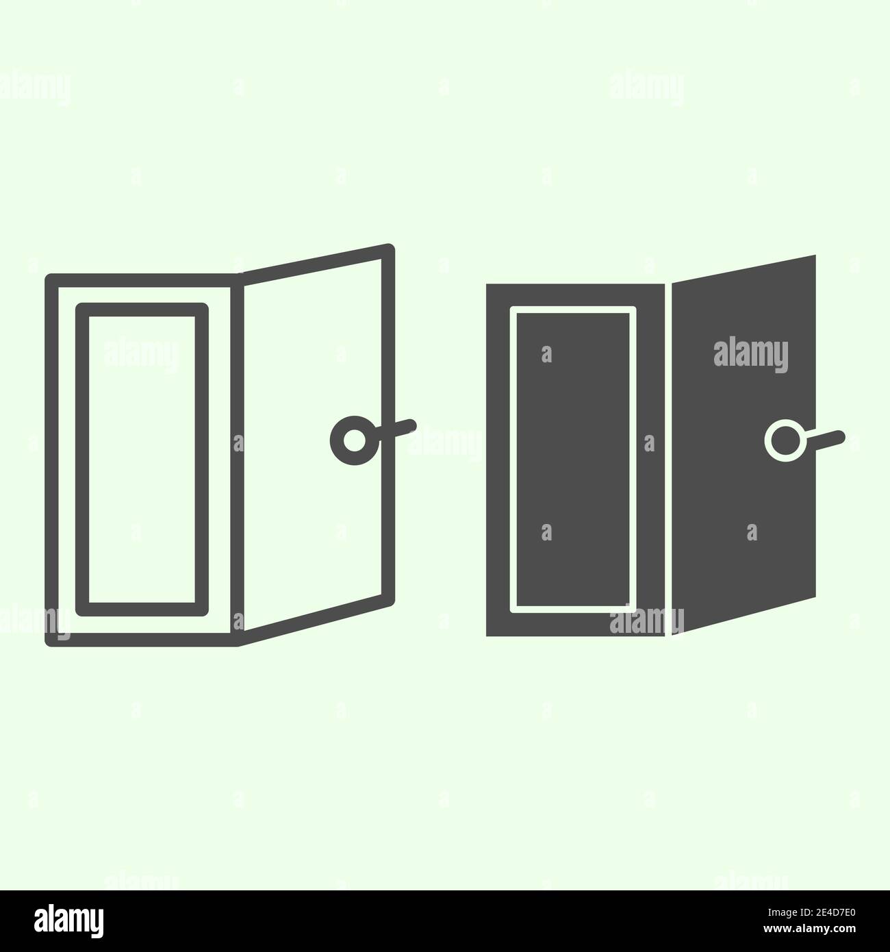 Door line and solid icon. Open home doorway exit or entrance symbol ...