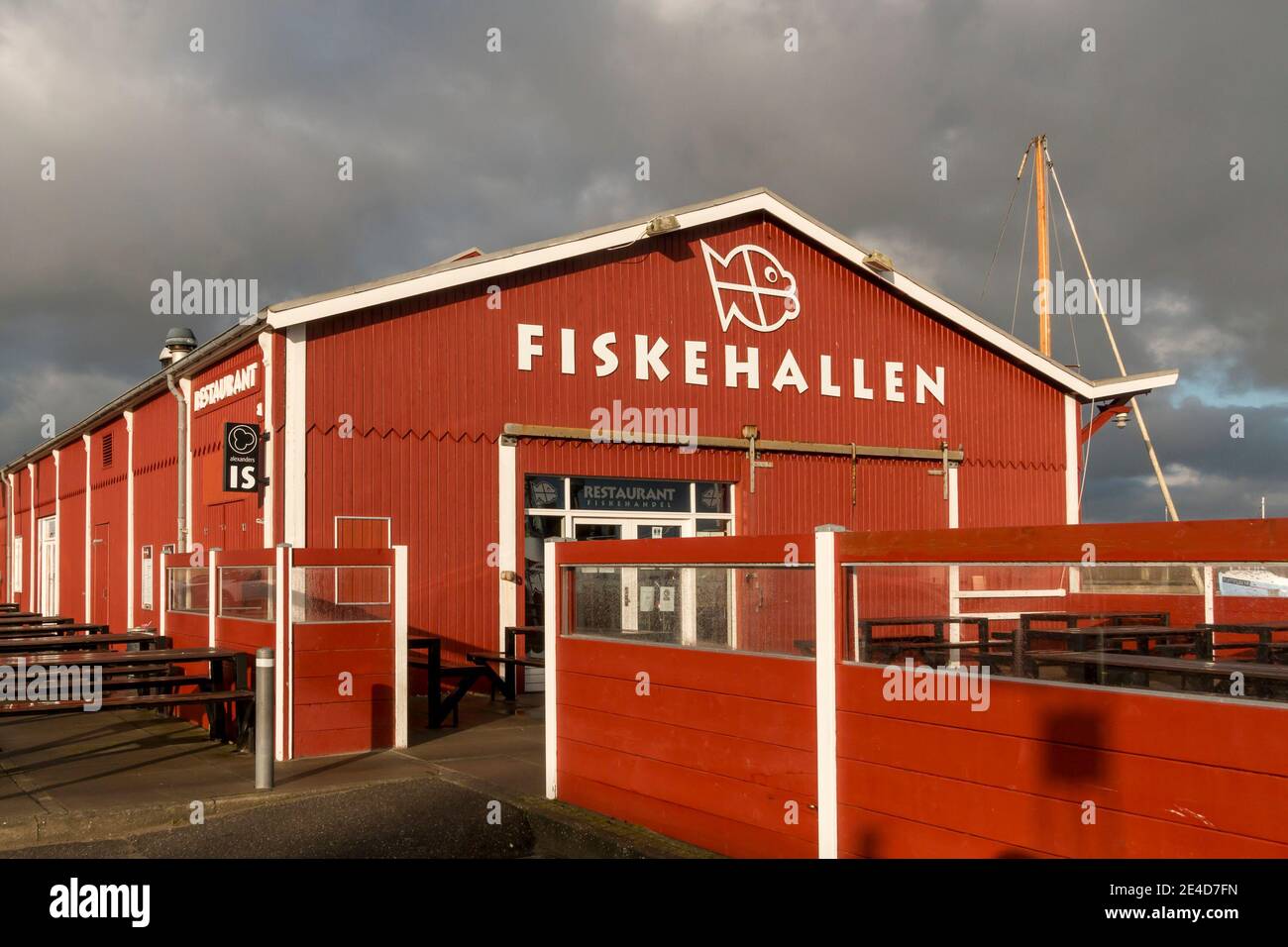Thyboron, Denmark - 23 October 2020: The Logo of the Fiskehallen in ...