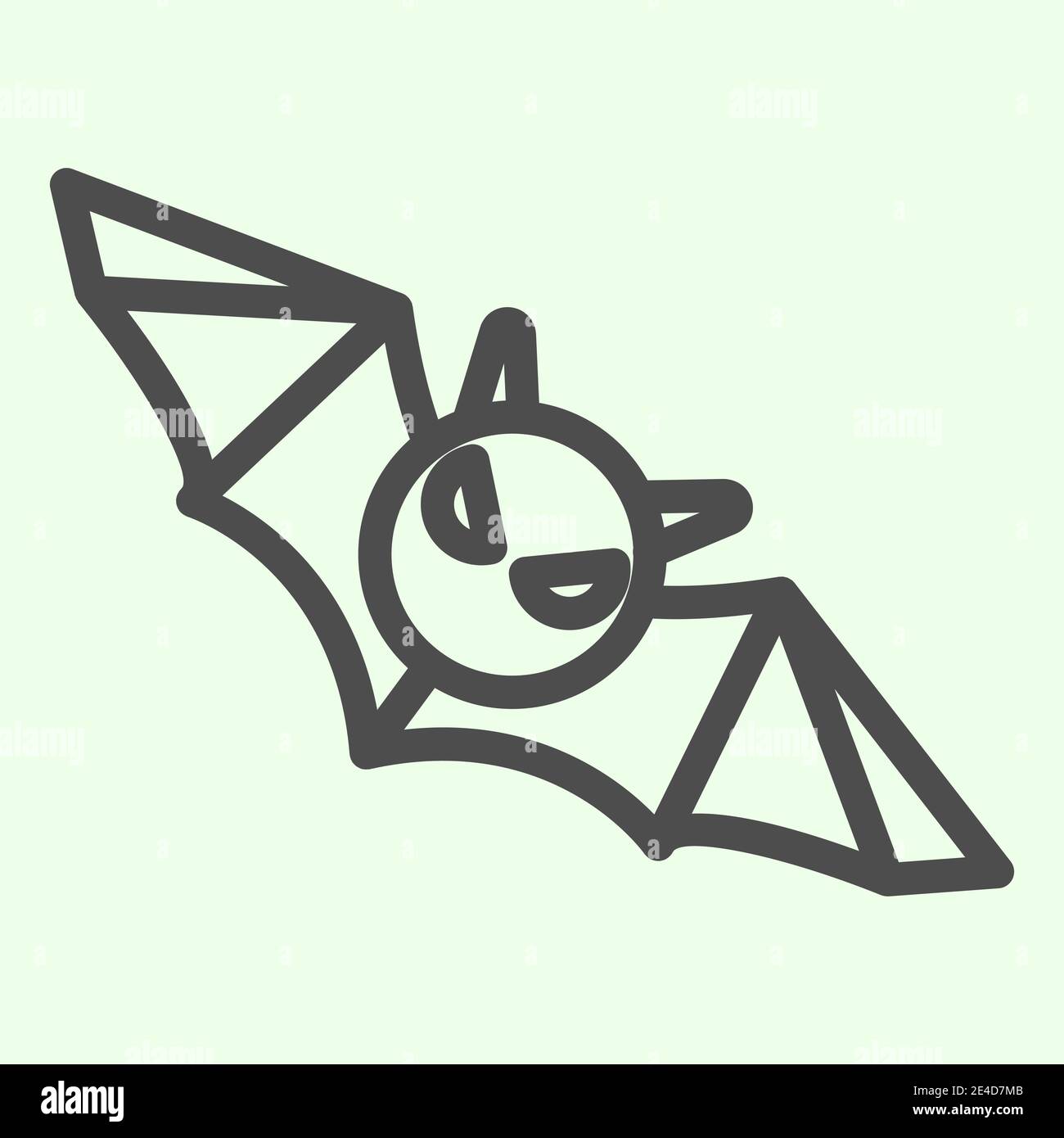 Bat line icon. Flying Halloween scary night animal outline style ...