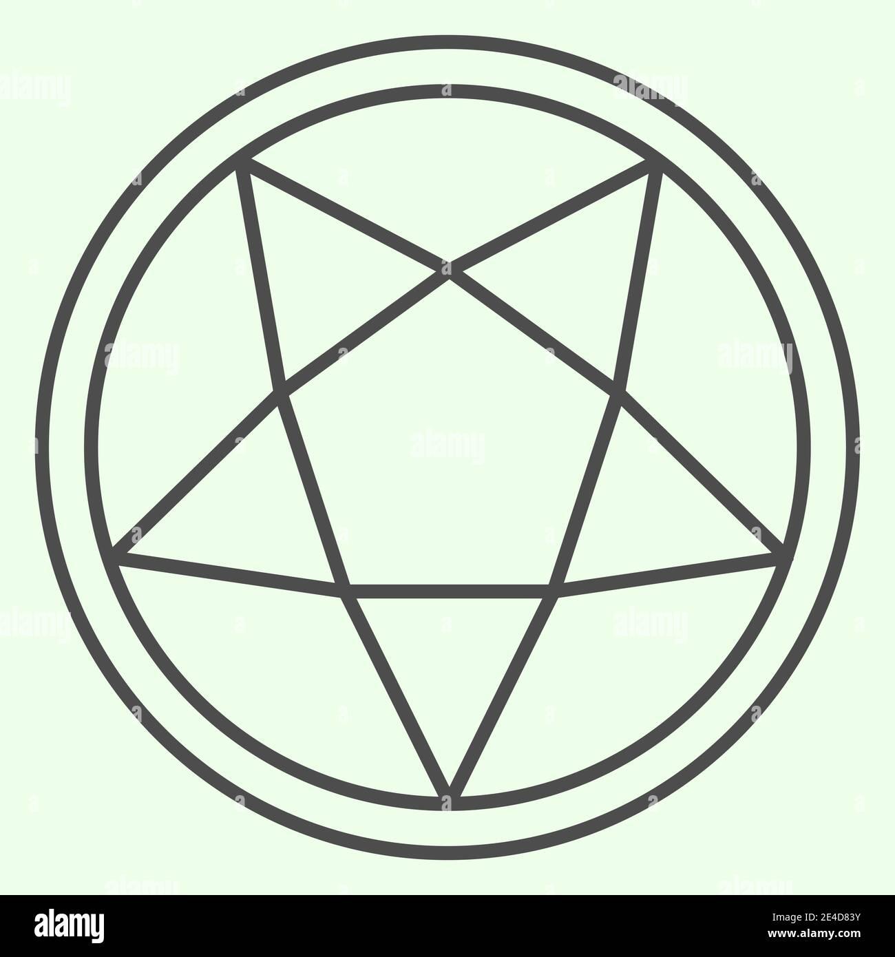Pentagram thin line icon. Mystical gothic five pointed star in circle ...