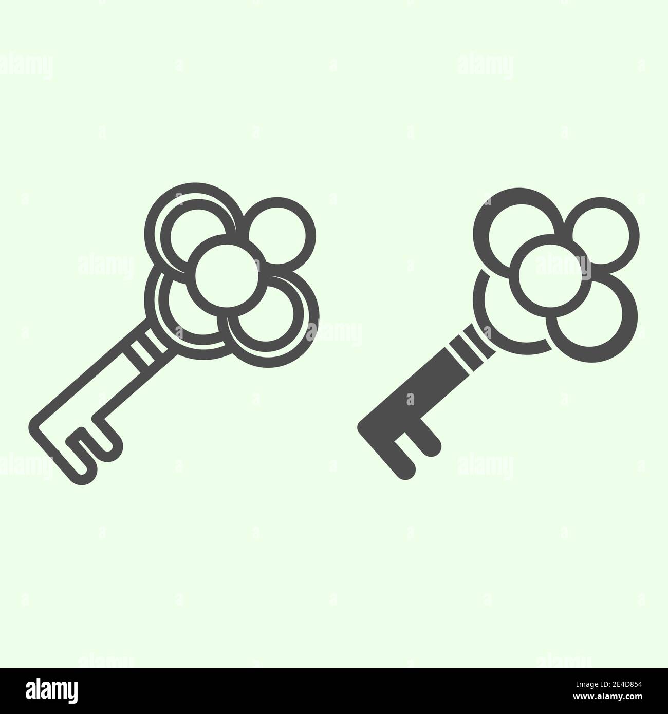 Magic key line and solid icon. Antique vintage keys silhouette outline ...