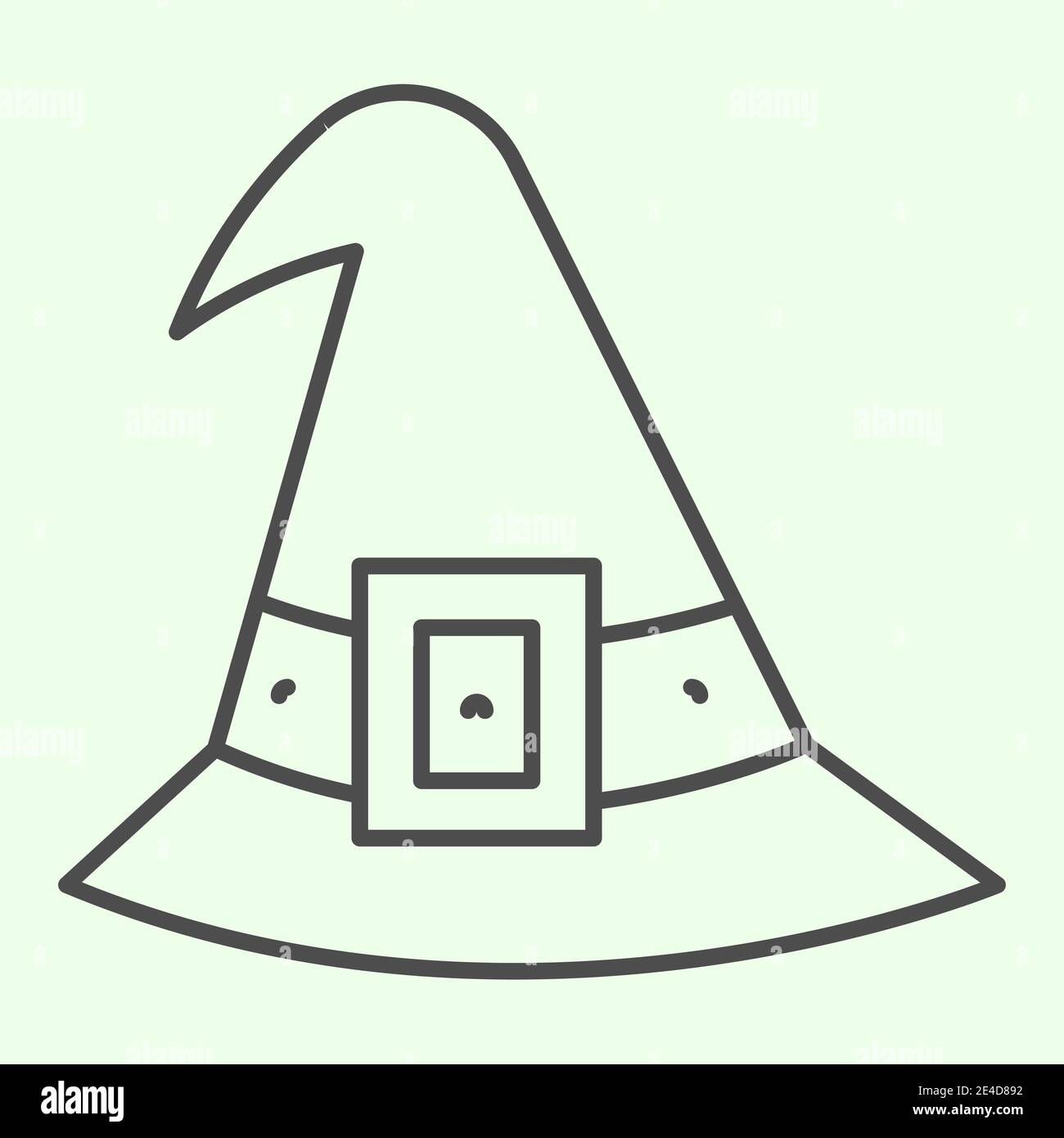 Witch hat thin line icon. Old wizard magician cap for Halloween party ...