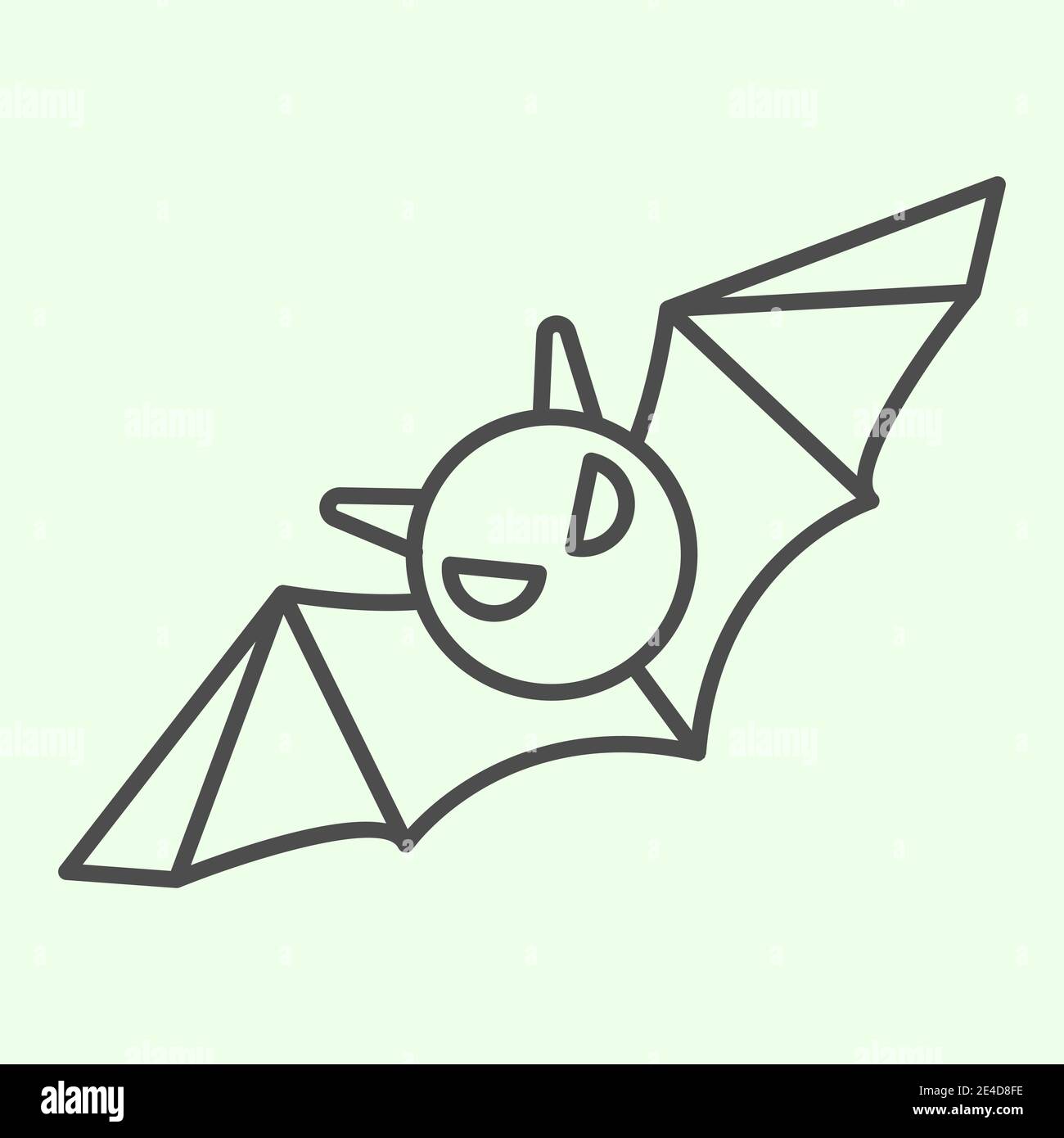 Bat thin line icon. Flying Halloween scary night animal outline style ...