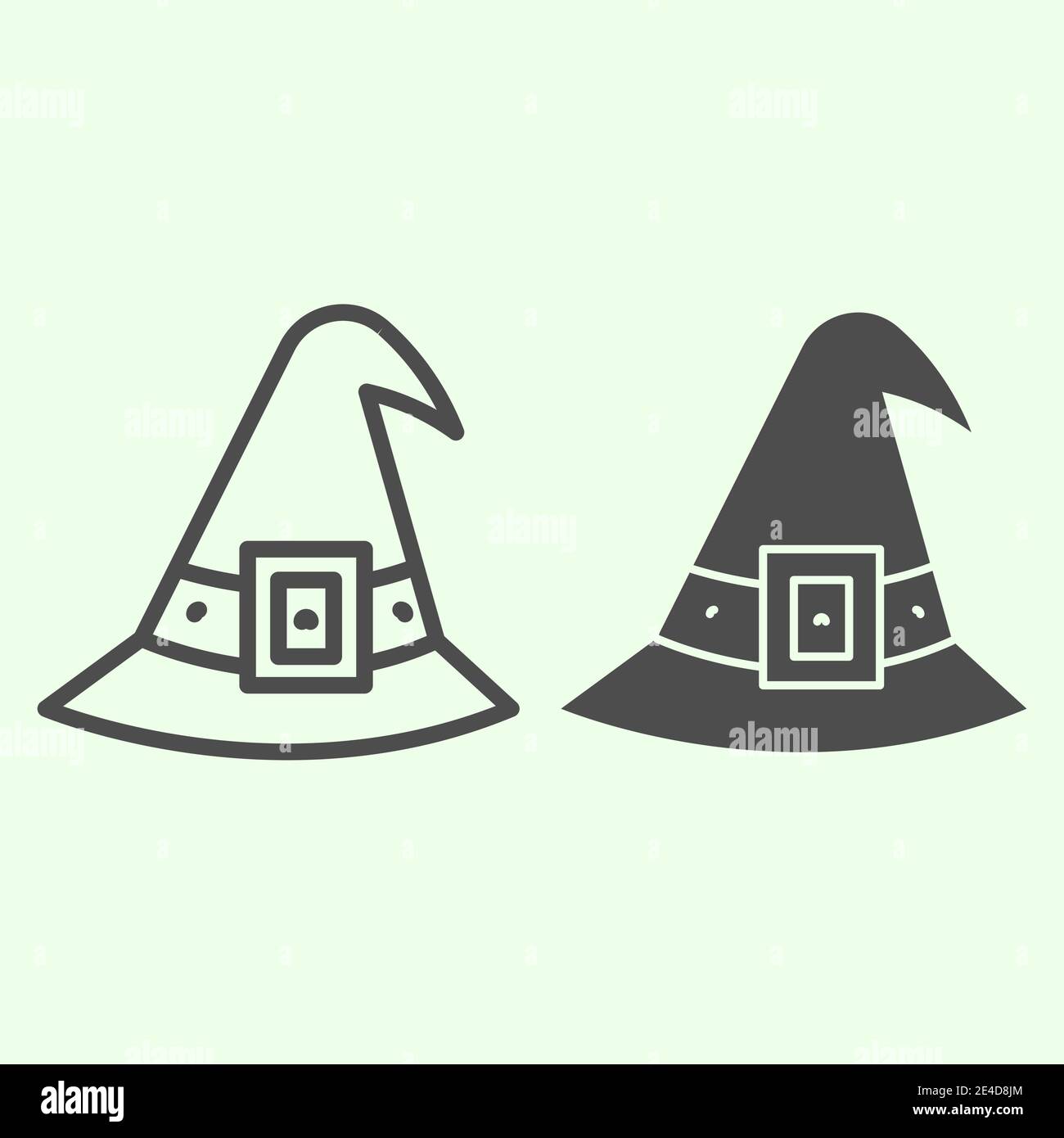 Witch hat line and solid icon. Old wizard magician cap for Halloween ...