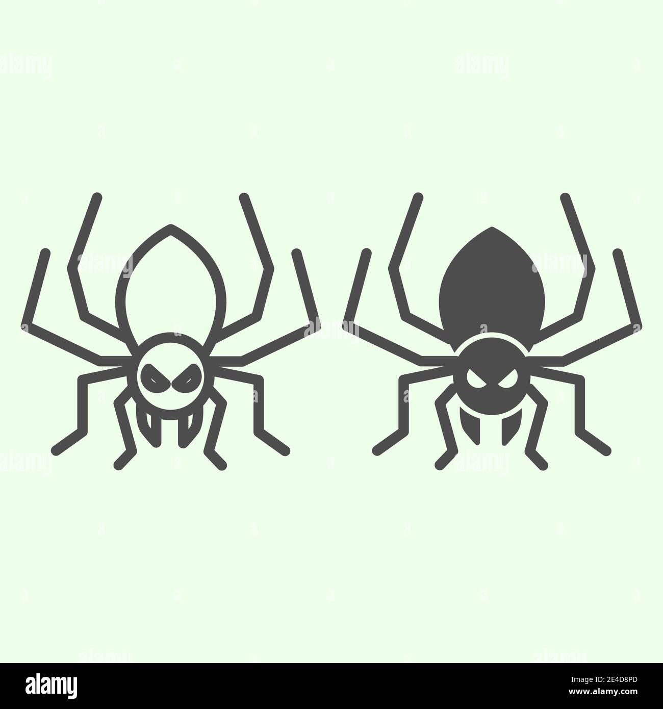 Halloween spider line and solid icon. Scary spider silhouette outline ...