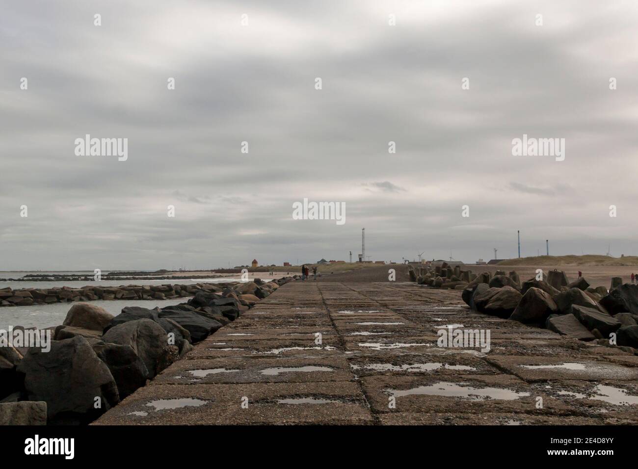 Thyboron, Denmark - 24 October 2020: Pier and coastal protection by the ...