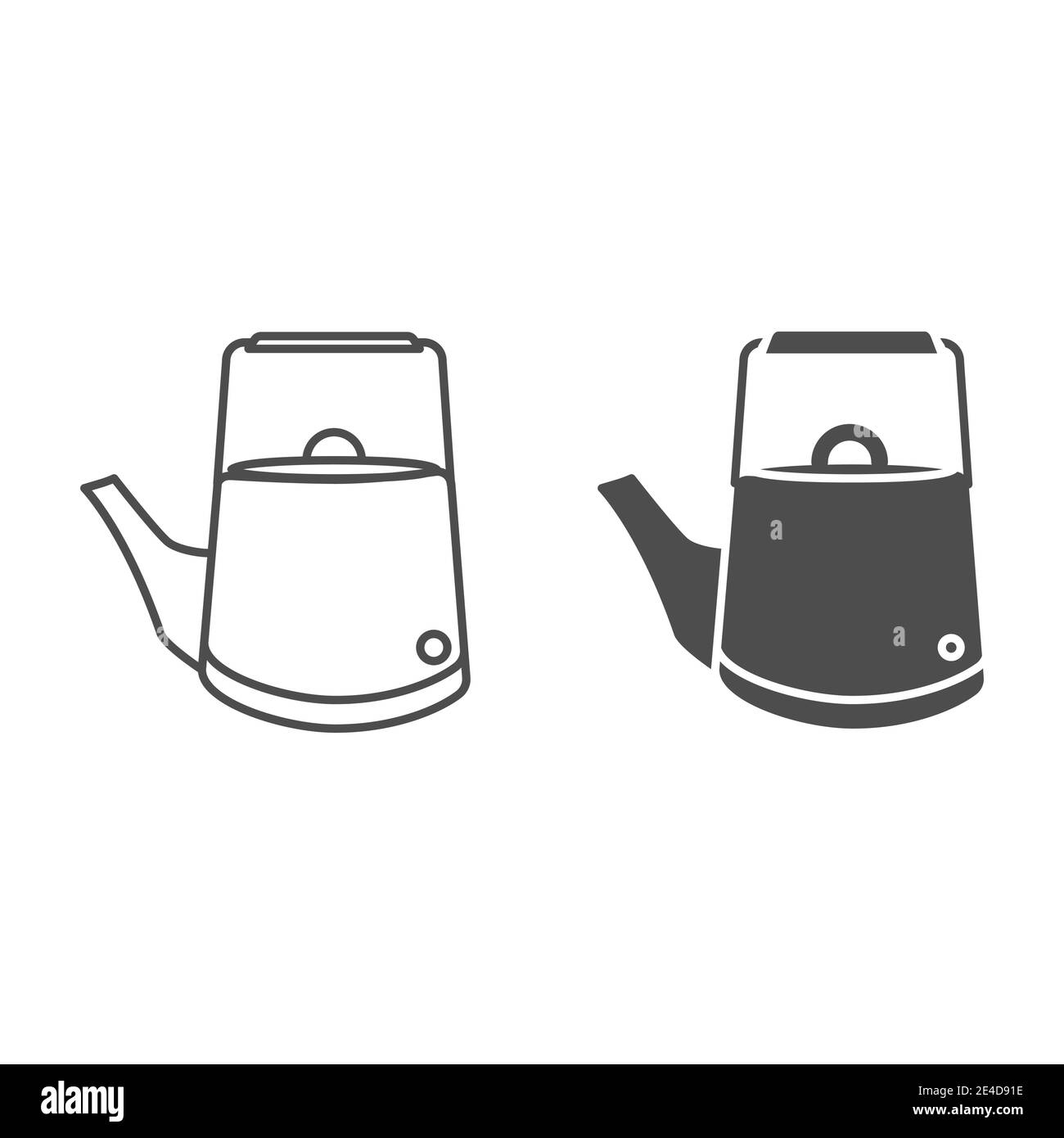 Vintage style kettle line and solid icon, Tea time concept, straight ...