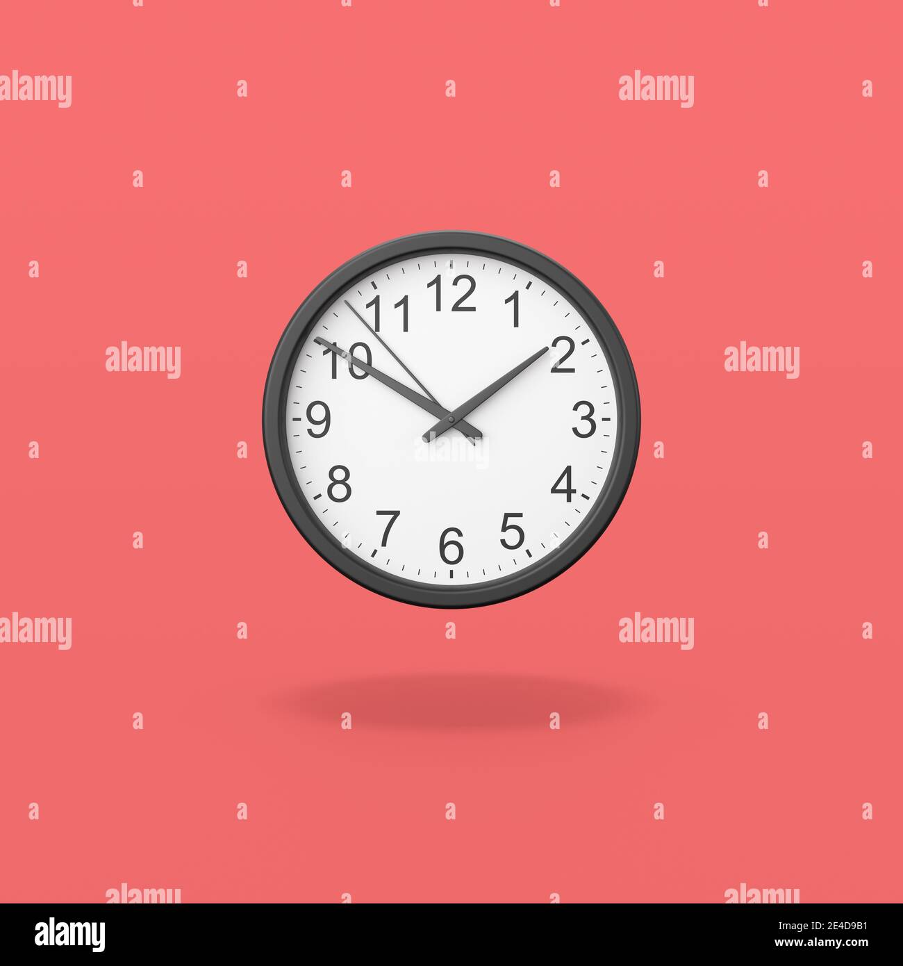 Black Analog Clock on Red Background Stock Photo - Alamy