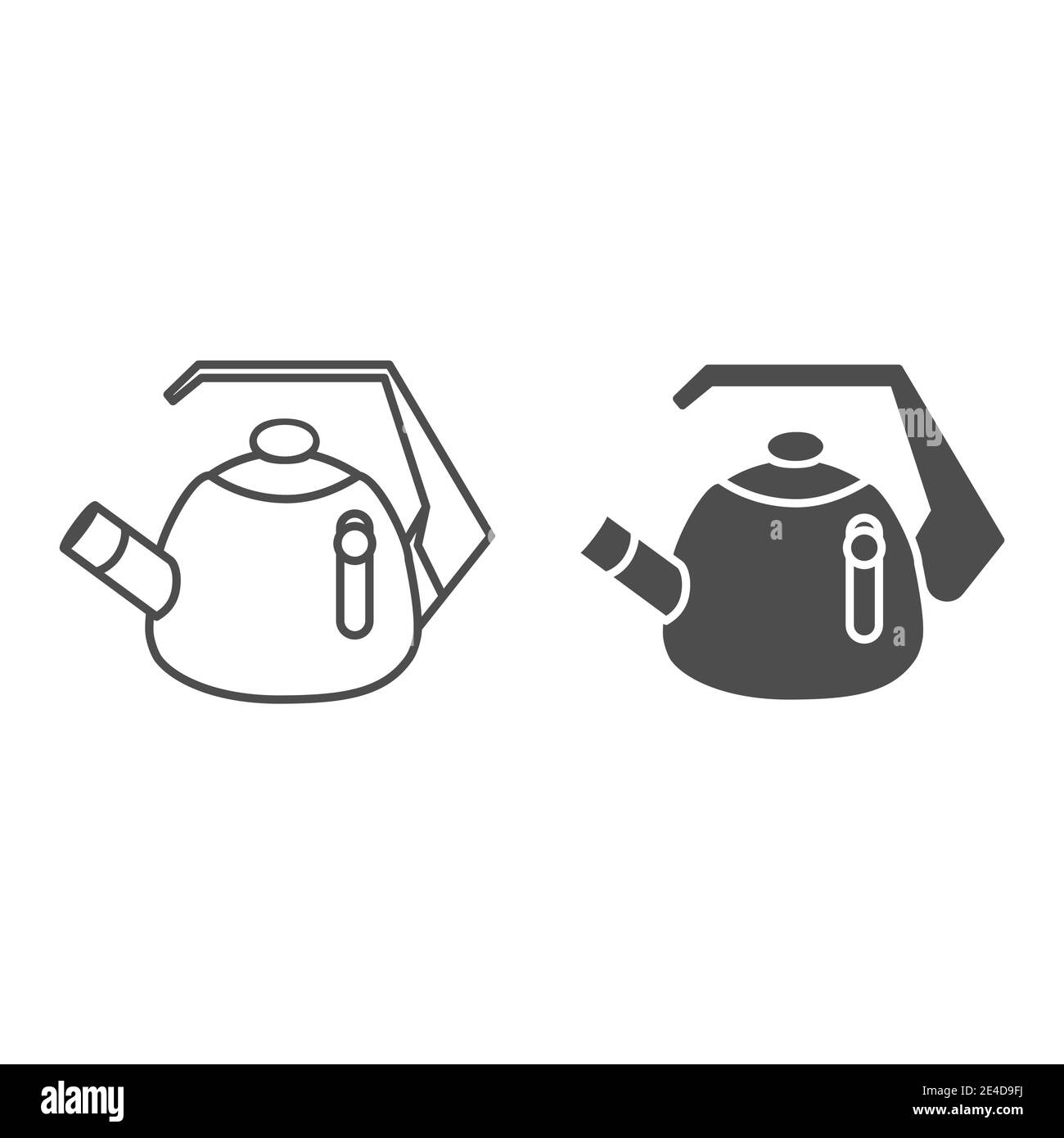 Whistling kettle line and solid icon, kitchenware concept, classic ...