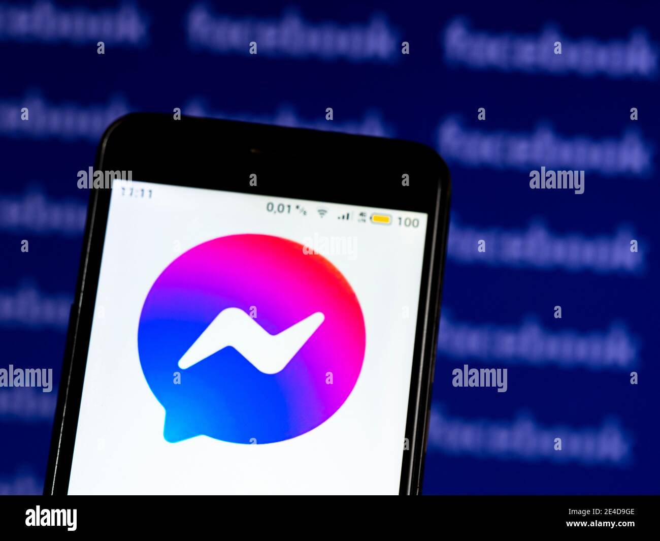 In this photo illustration Facebook Messenger logo seen displayed on ...