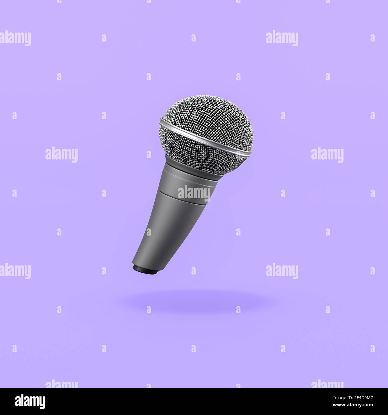 Metallic Microphone on Purple Background Stock Photo - Alamy