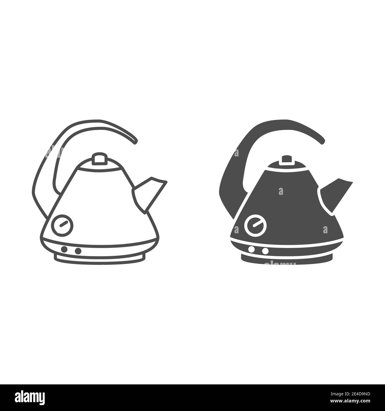 Electric kettle line and solid icon, Kitchen accessory concept ...