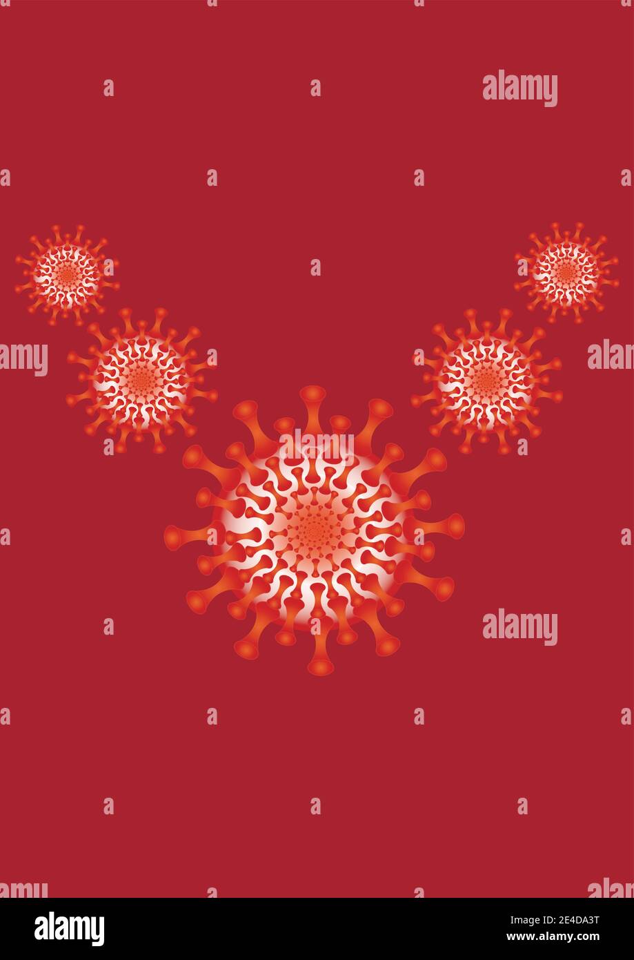 Coronavirus - isolate on a red background, format A4. Cover for a book ...